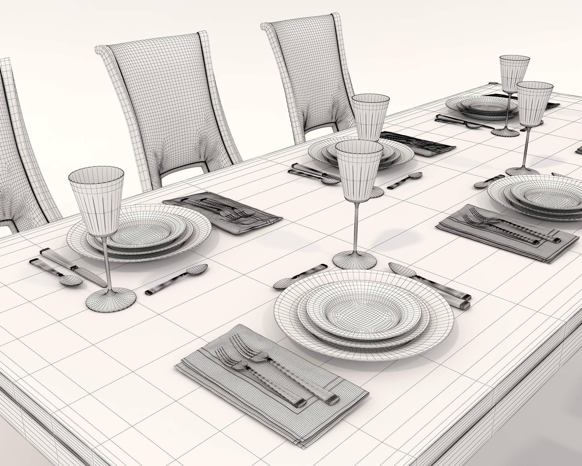 Restaurant Dining Table and Chairs 4 - 3D Model by nhattuankts