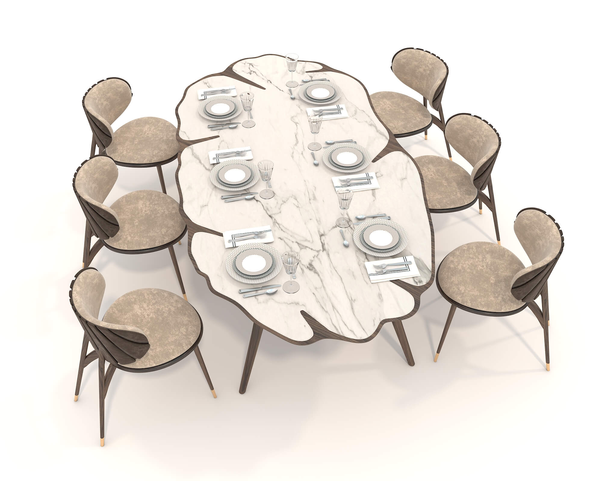 Restaurant Dining Table and Chairs 5 - 3D Model by nhattuankts