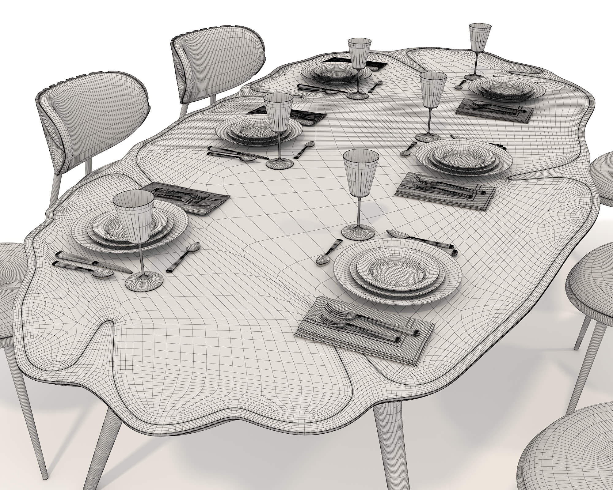 Restaurant Dining Table and Chairs 5 - 3D Model by nhattuankts