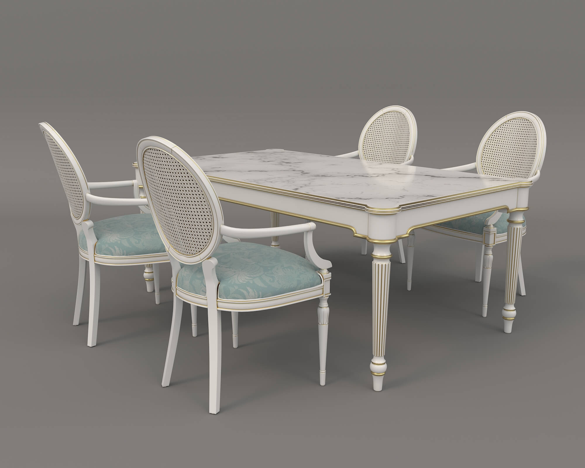 Restaurant Dining Table and Chairs 6 - 3D Model by nhattuankts