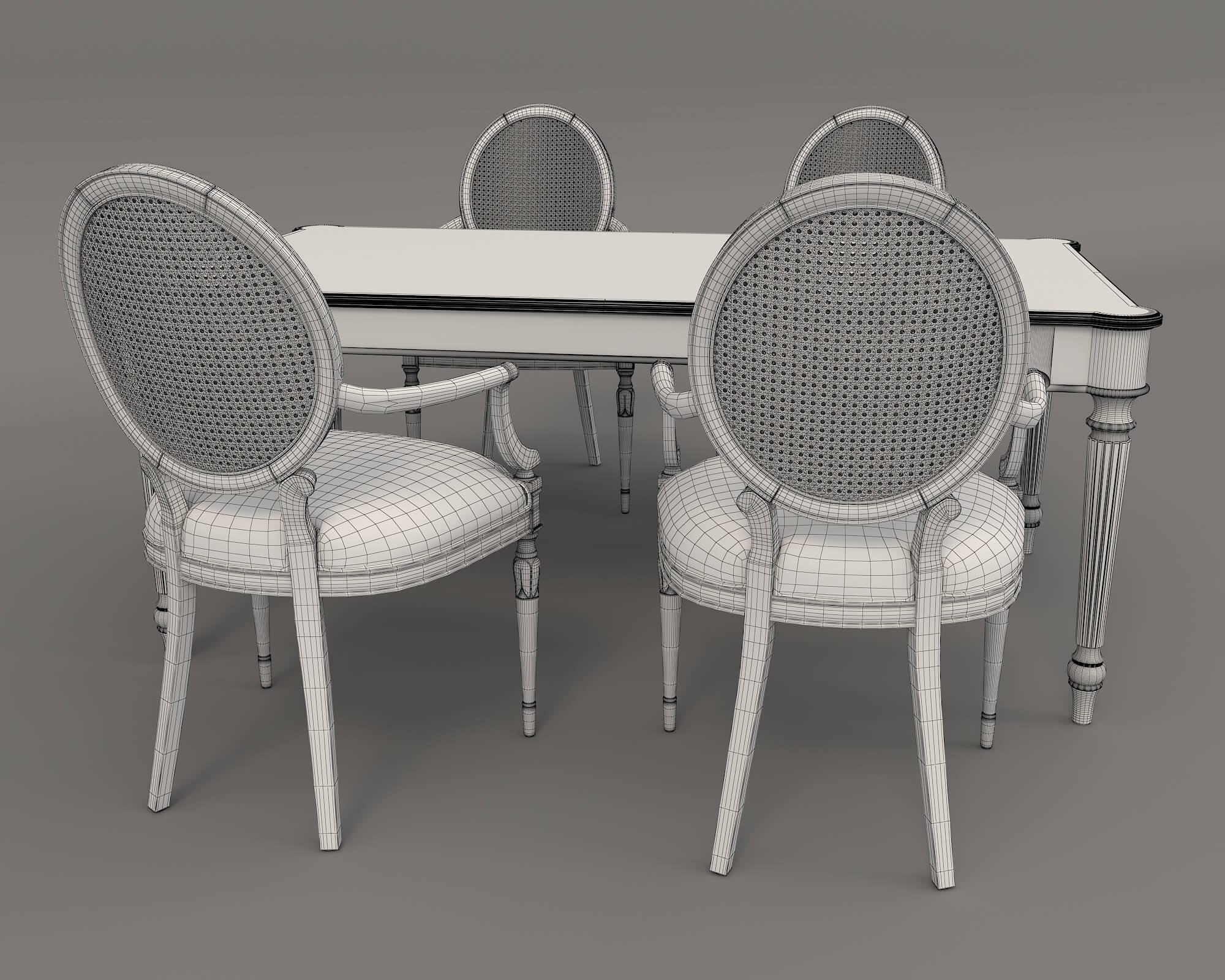 Restaurant Dining Table and Chairs 6 - 3D Model by nhattuankts