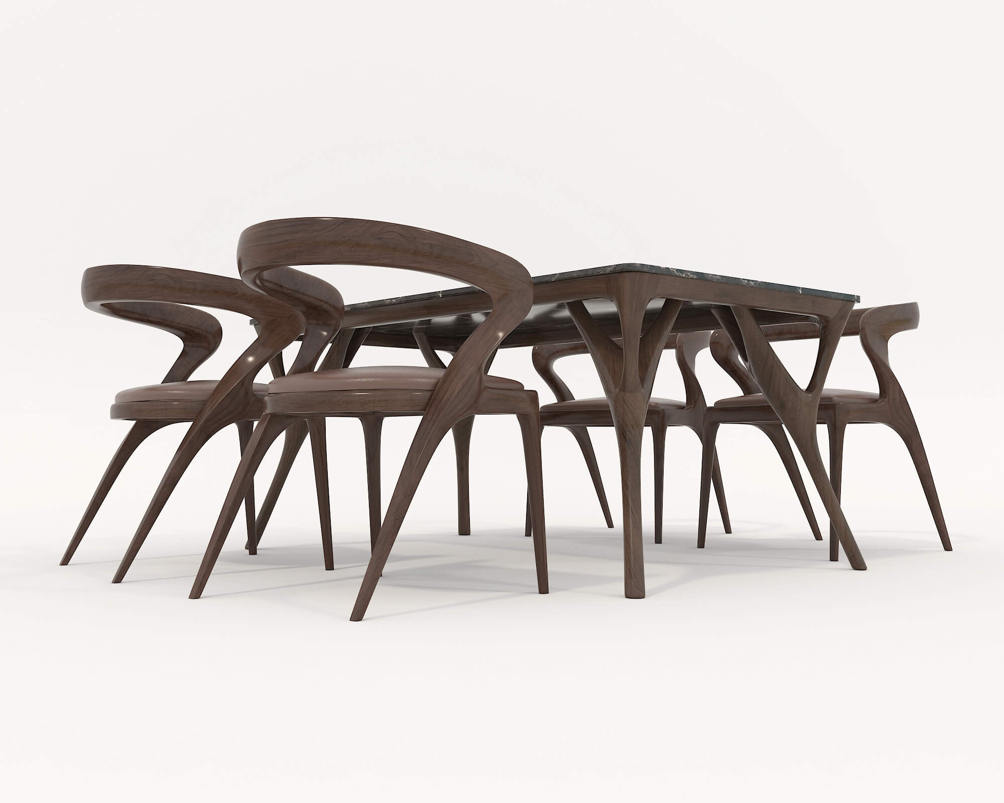Restaurant Dining Table and Chairs 7 - 3D Model by nhattuankts
