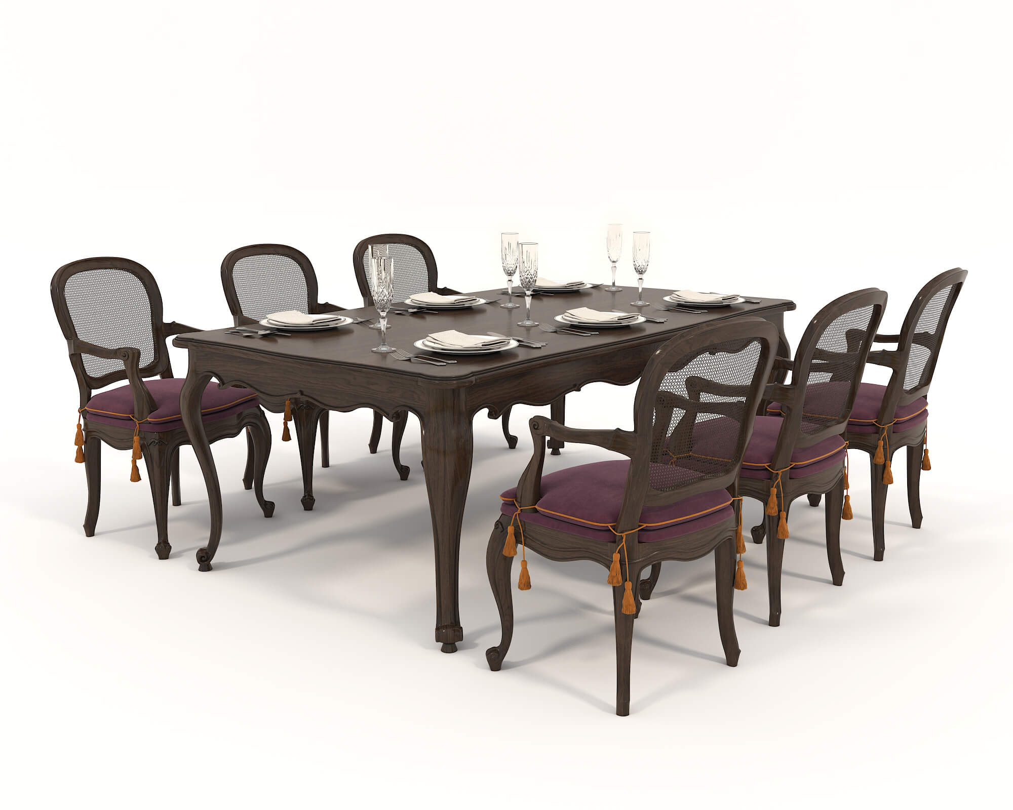Restaurant Dining Table and Chairs Set 4 - 3D Model by nhattuankts