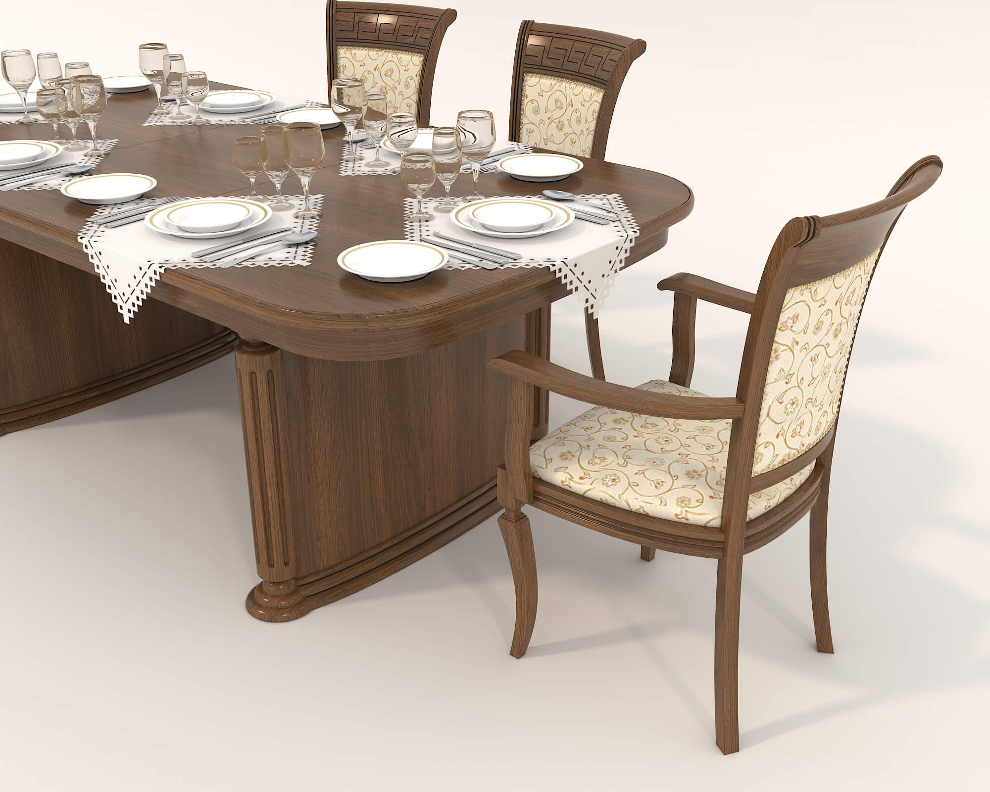 Restaurant Dining Table and Chairs - 3D Model by nhattuankts