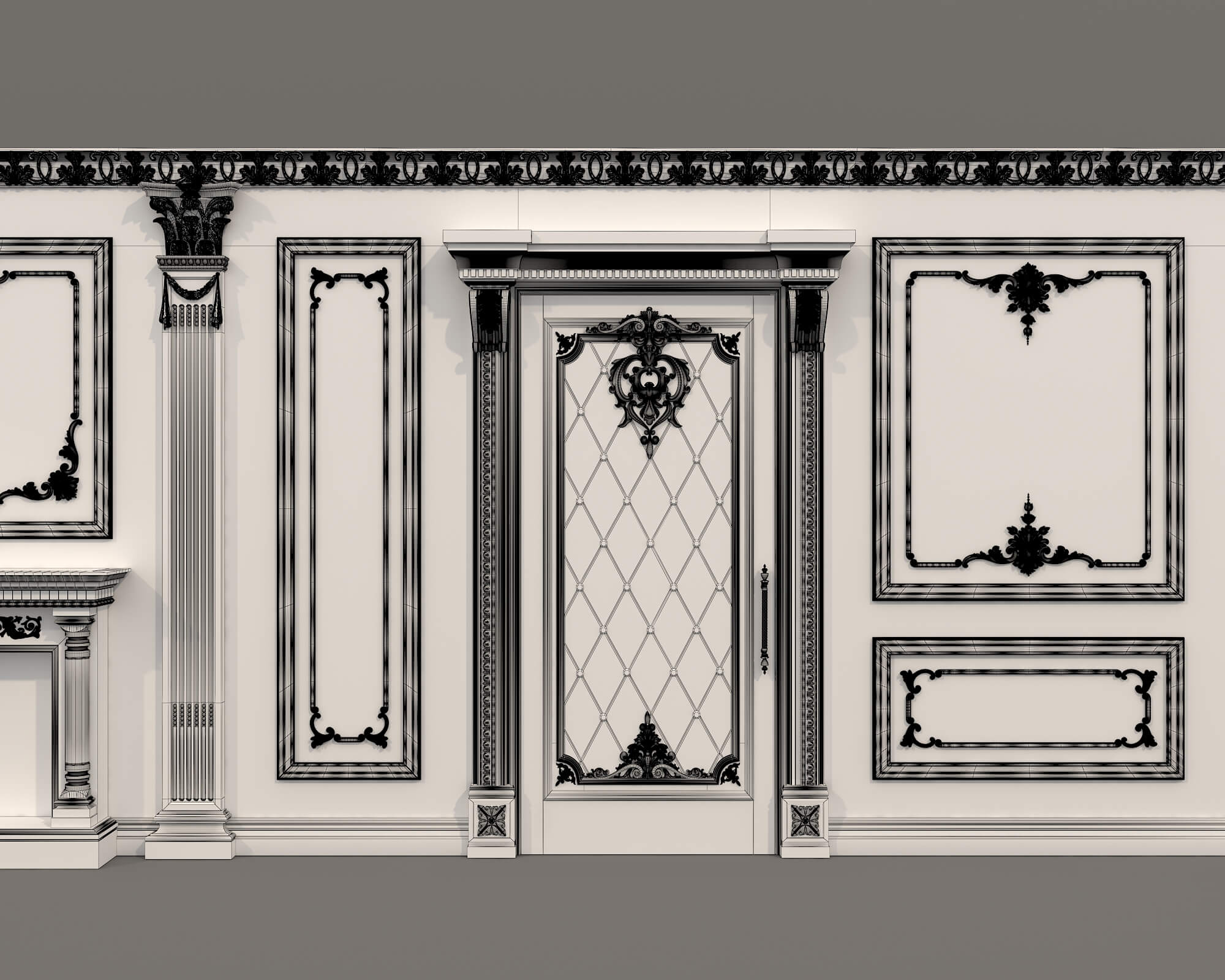 Wall Molding in Classic French Style 33 - 3D Model by nhattuankts
