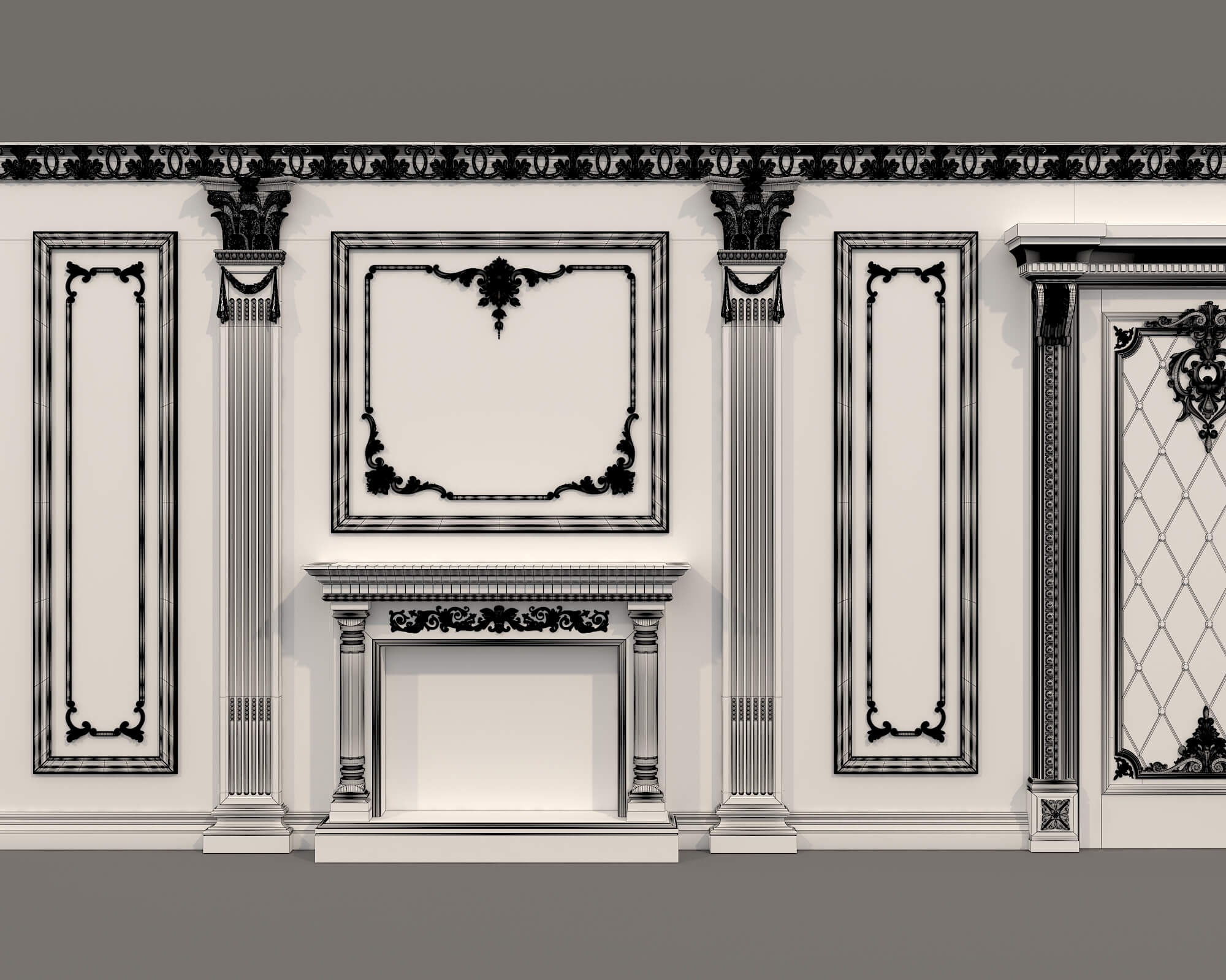 Wall Molding in Classic French Style 33 - 3D Model by nhattuankts