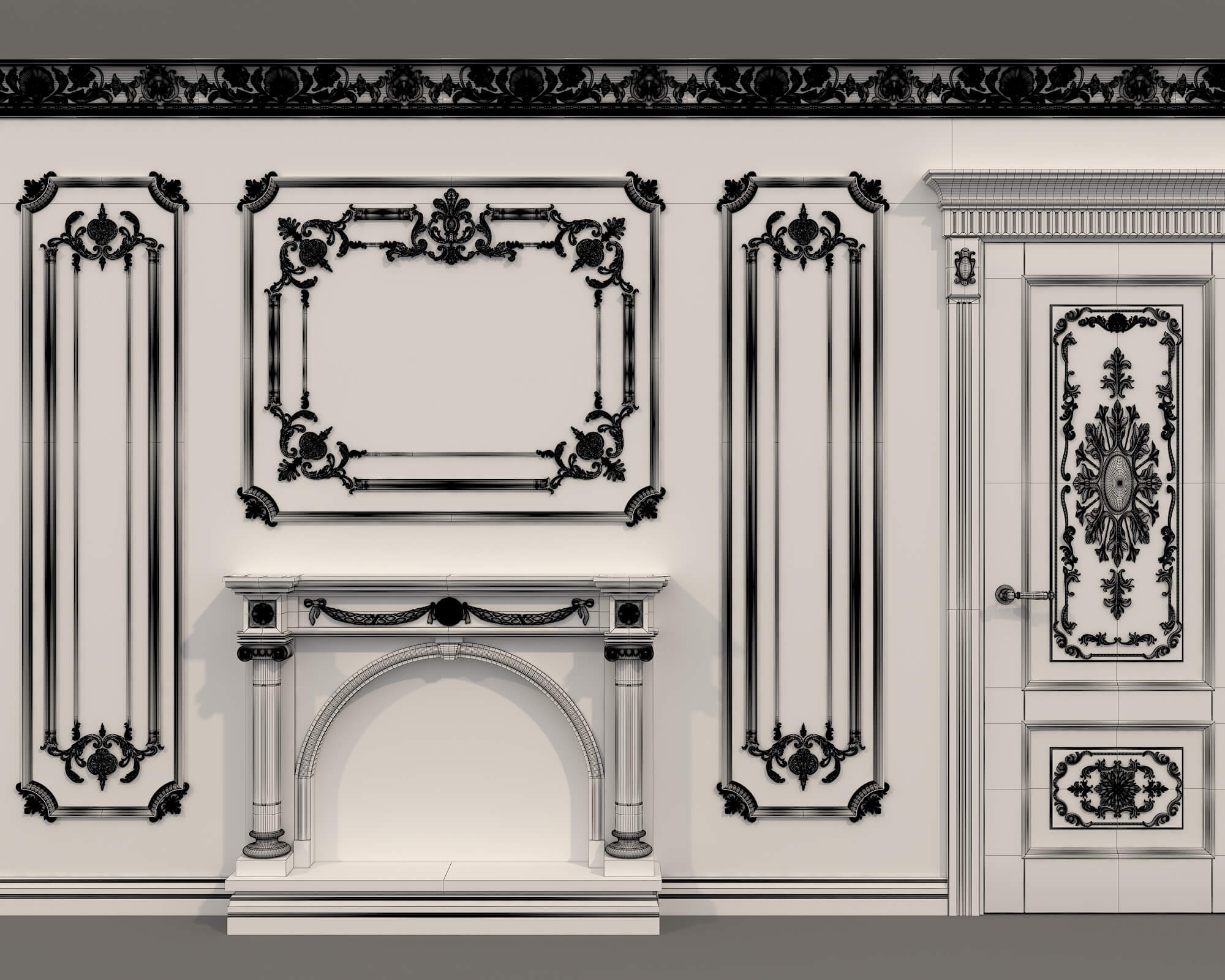 Wall Molding in Classic French Style 35 - 3D Model by nhattuankts