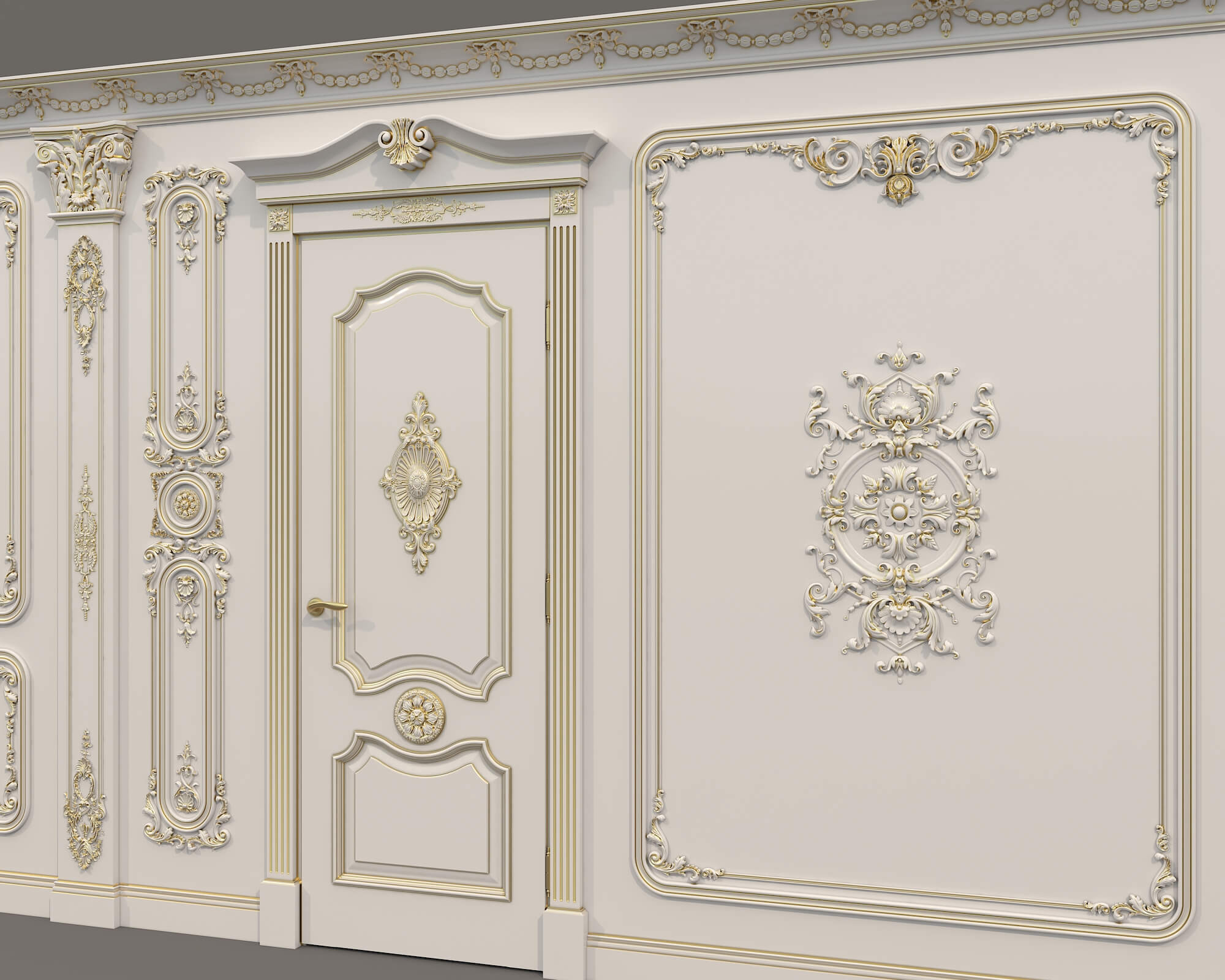 Wall Molding in Classic French Style 37 - 3D Model by nhattuankts