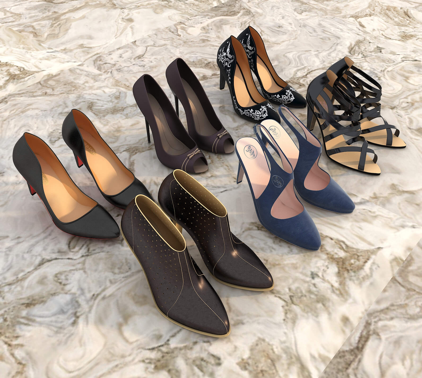 Women High Heel Shoes 3 - 3D Model by nhattuankts