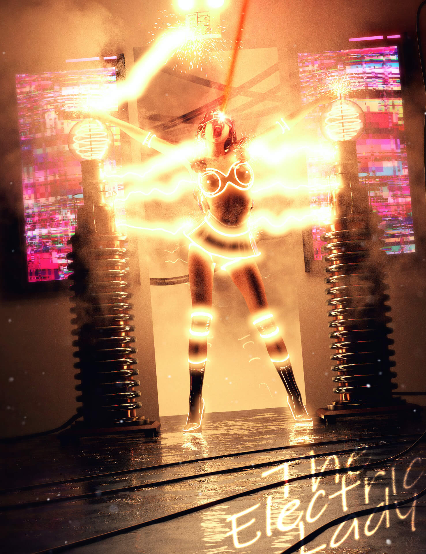 Electric Lady 3D Render, Digital Art by nick_brown1967