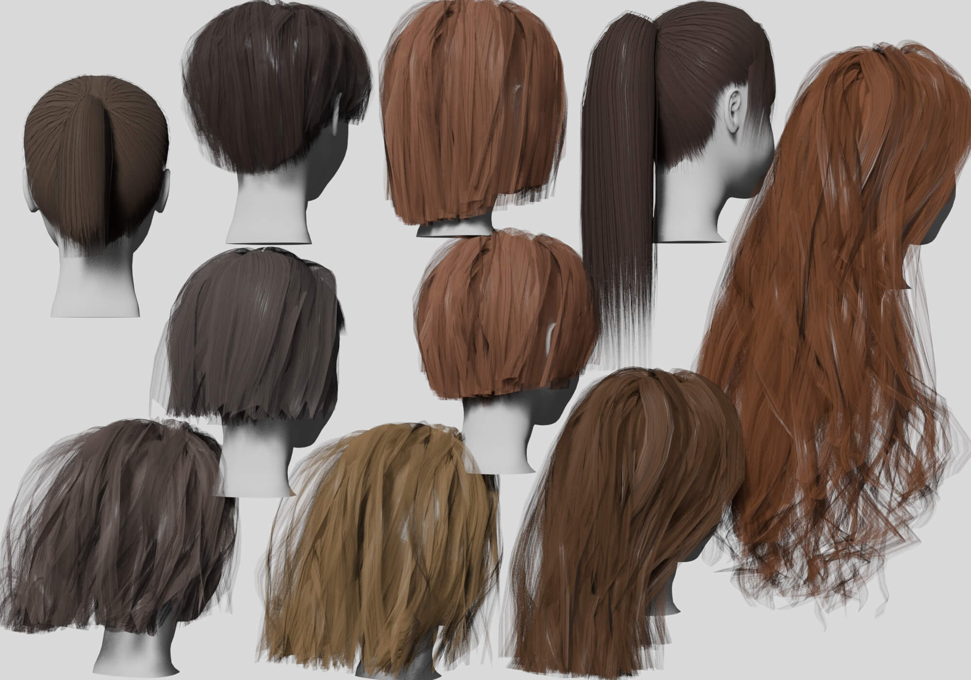 10 Hairstyles - 3D Model by nickianimations