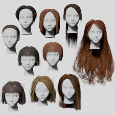 Game Ready Models | Hair | Hair | RenderHub