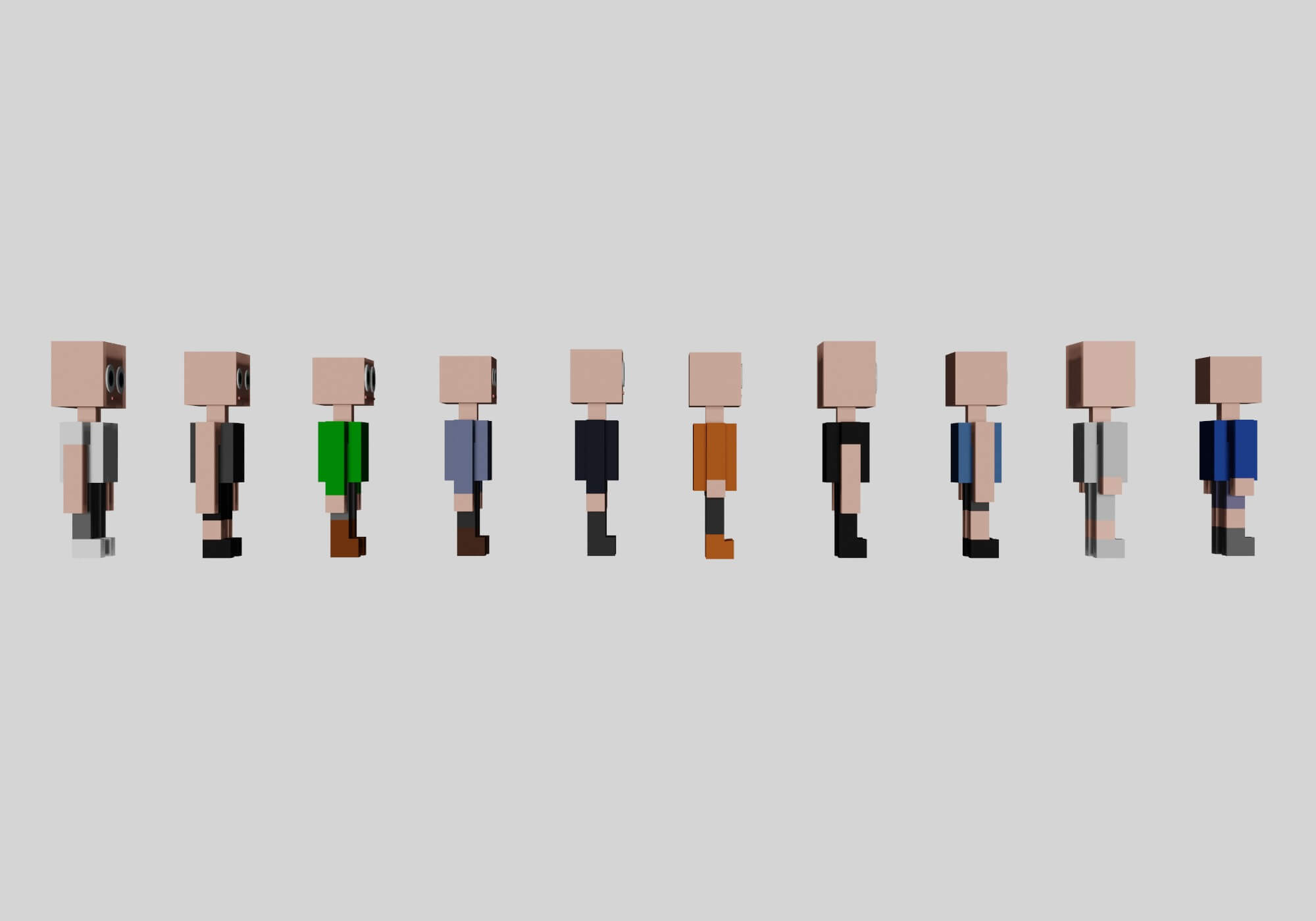 10 low poly Humans - 3D Model by nickianimations