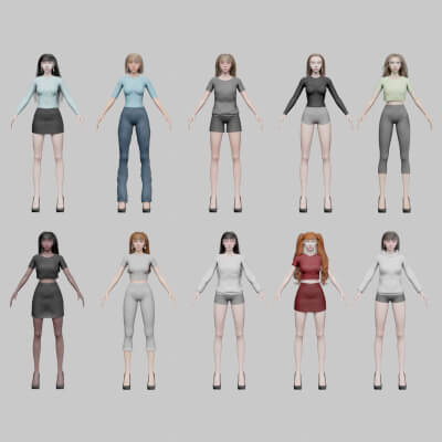 10 Women Collection - 3D Model by nickianimations