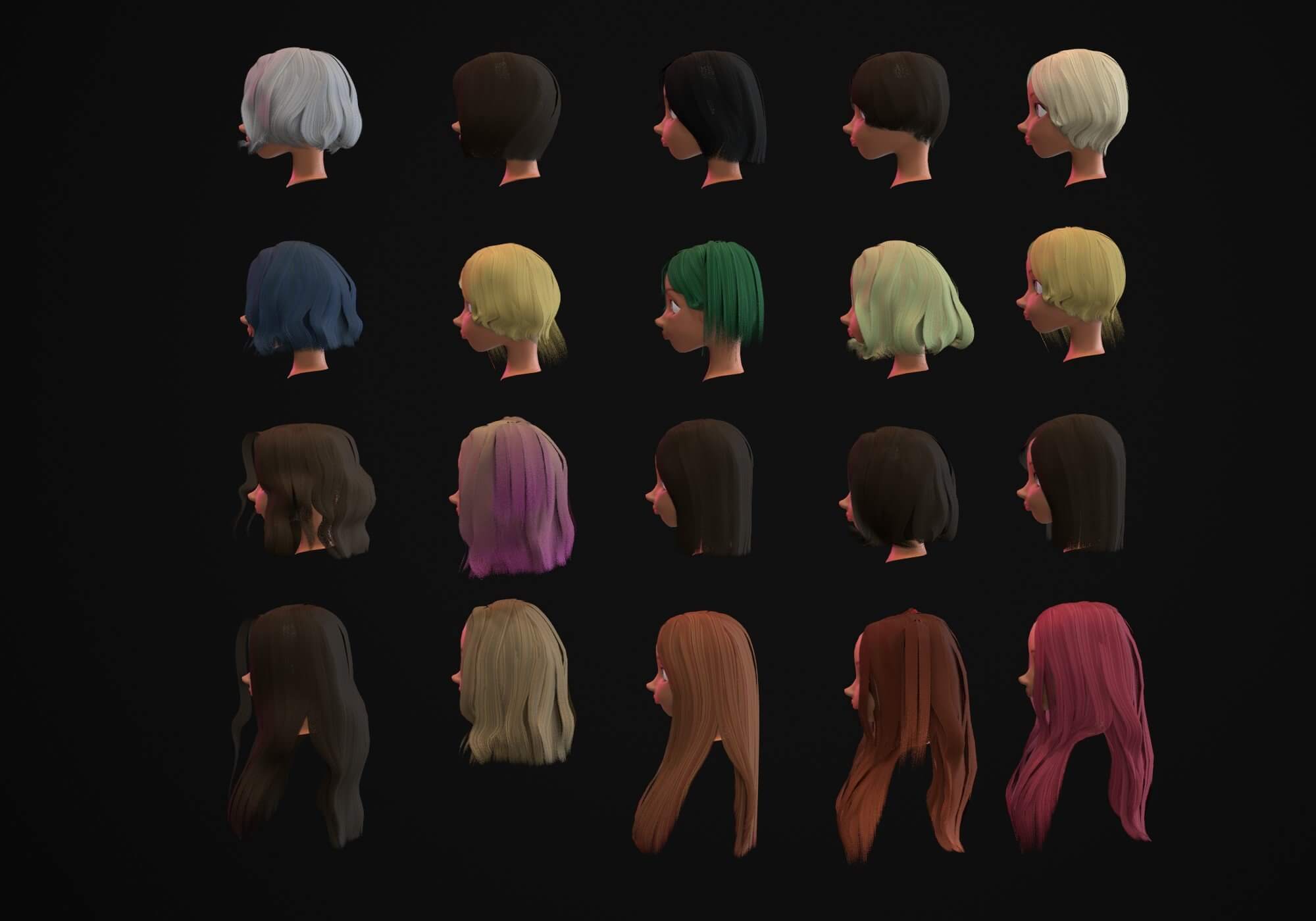 20 Hairstyles Collection - 3D Model by nickianimations