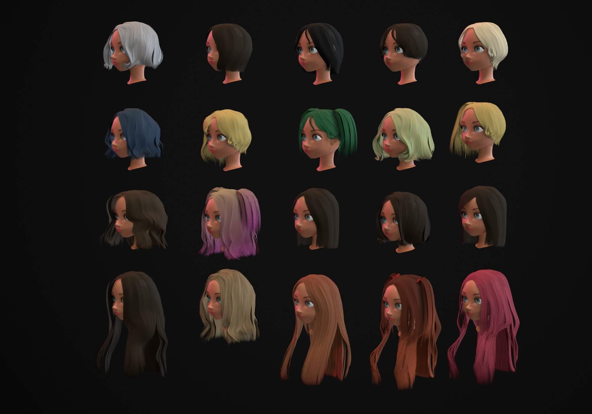 20 Hairstyles Collection - 3D Model by nickianimations