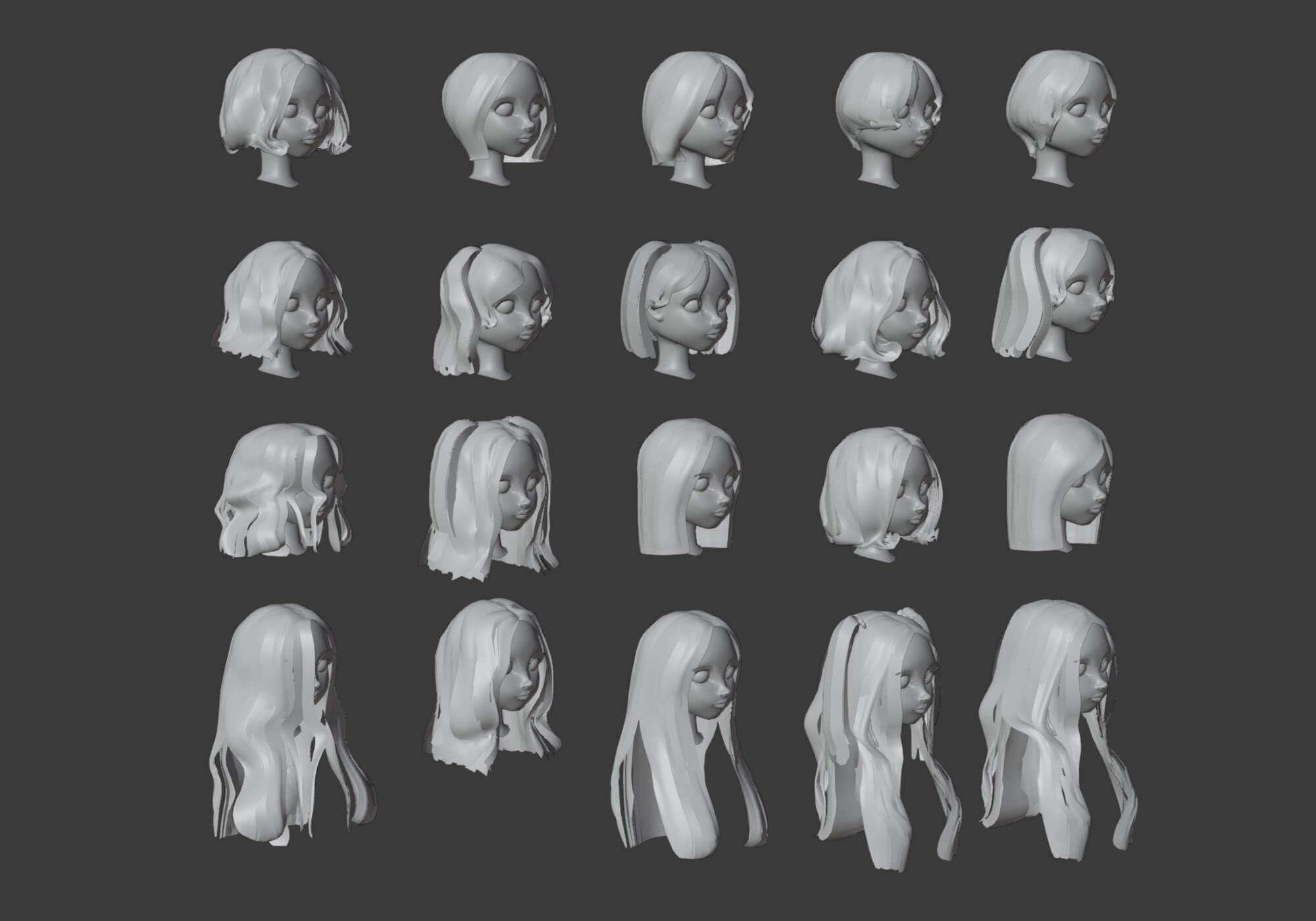 20 Hairstyles Collection - 3D Model by nickianimations