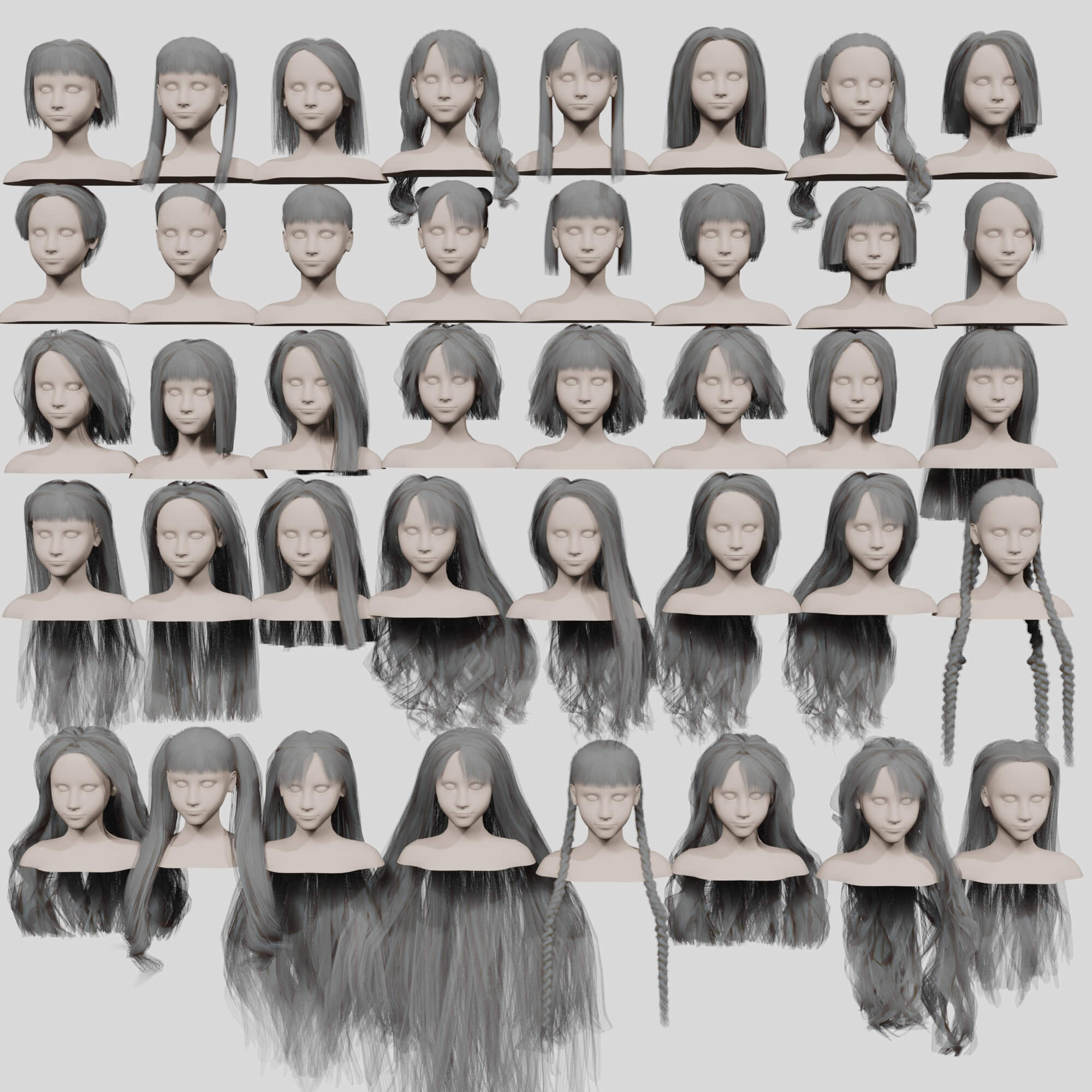 40 Hairstyles Collection - 3D Model by nickianimations