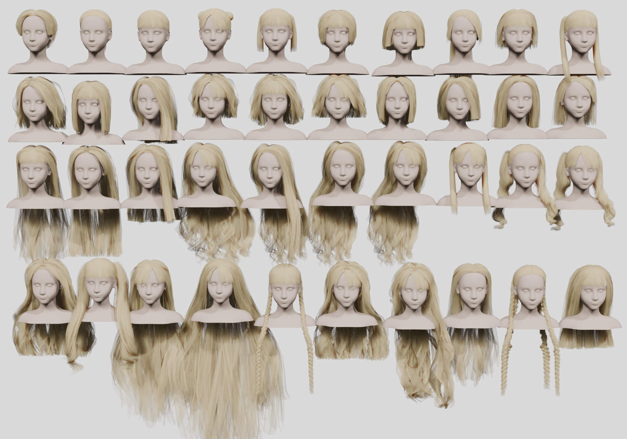 40 Hairstyles Collection - 3D Model by nickianimations