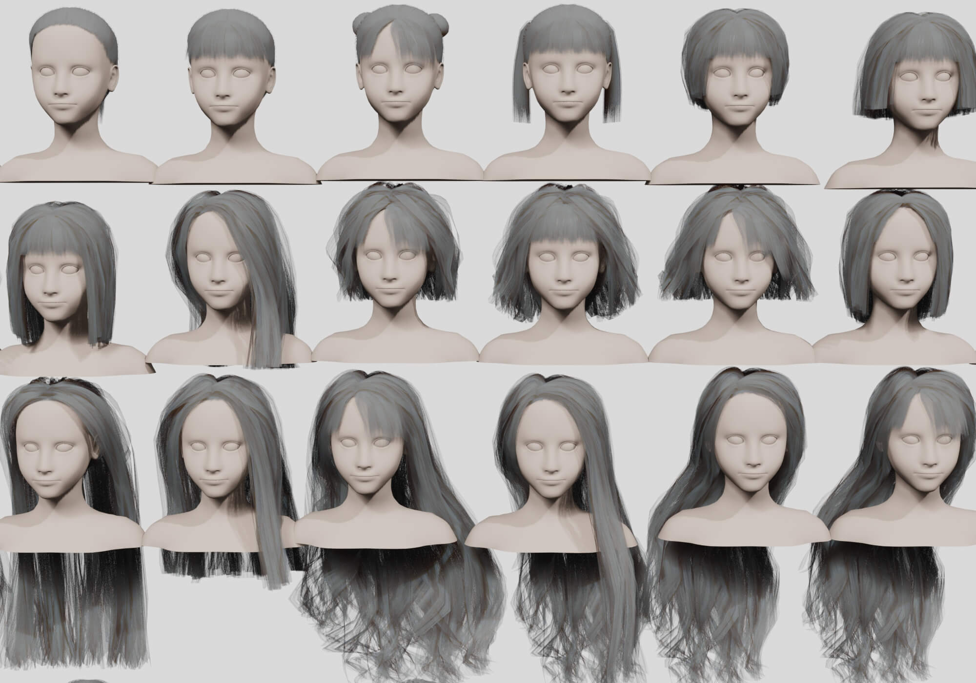 40 Hairstyles Collection - 3D Model by nickianimations