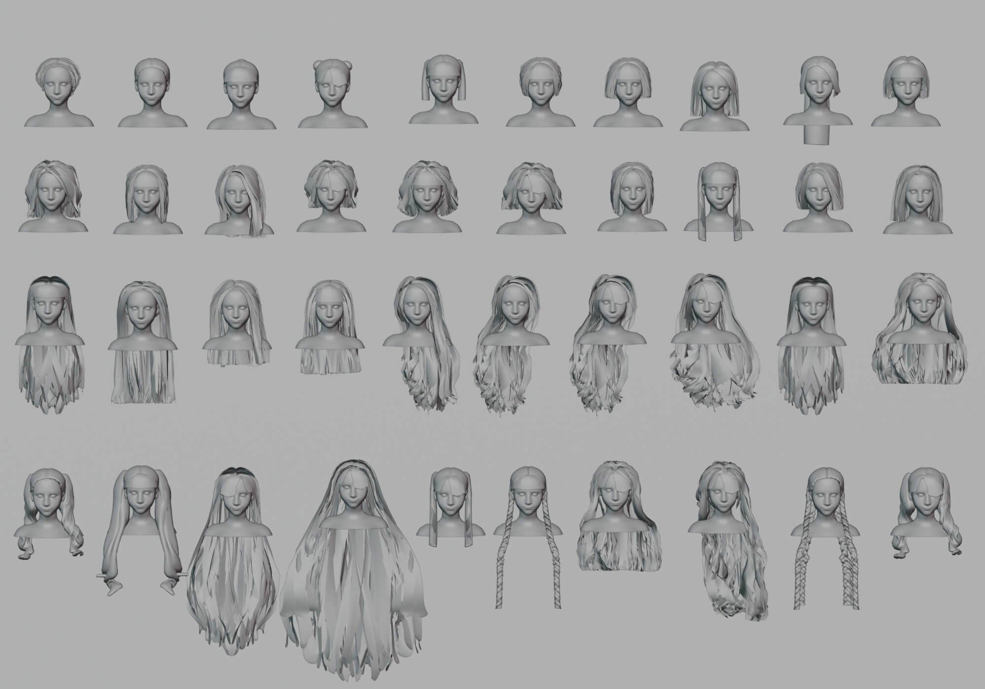 40 Hairstyles Collection - 3D Model by nickianimations