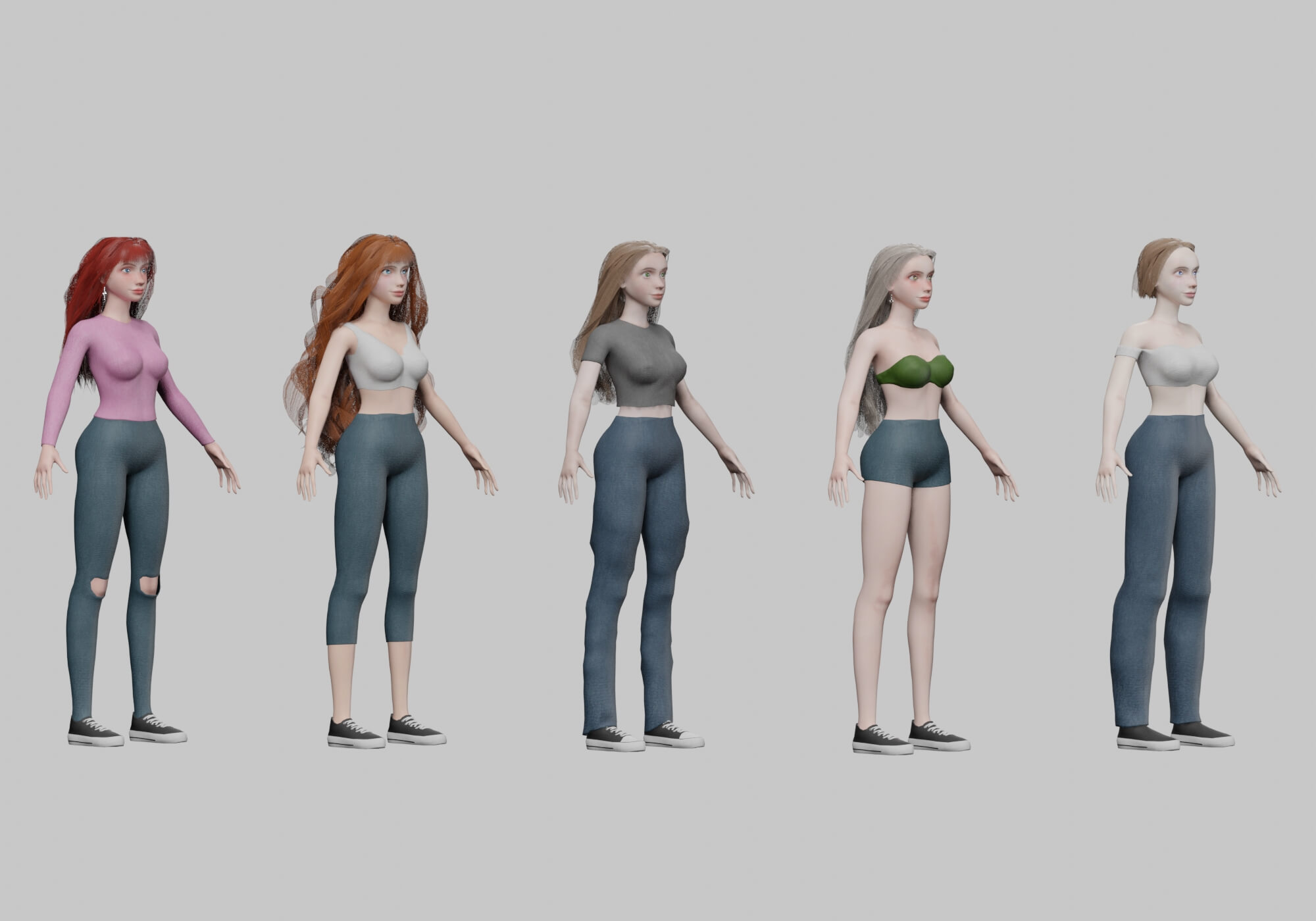 5 Women Collection - 3D Model by nickianimations