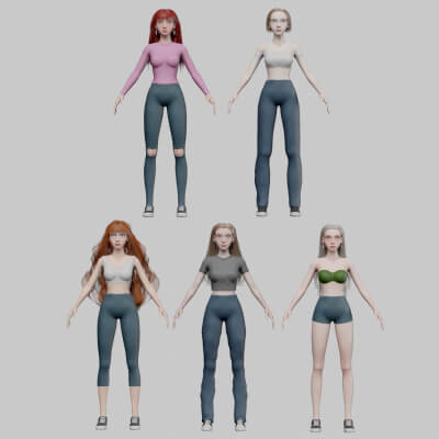 5 Women Collection - 3D Model by nickianimations
