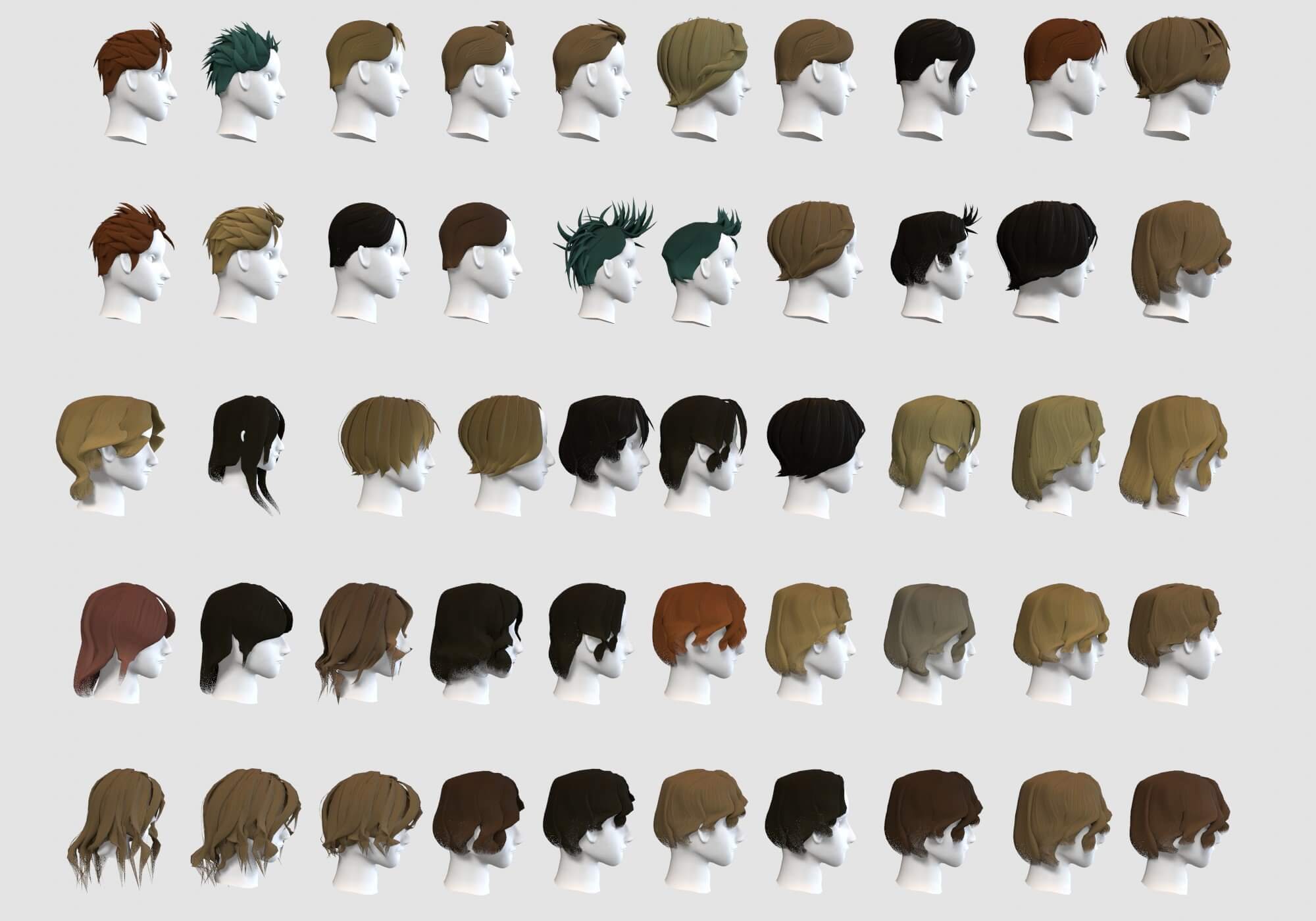 90 Female and Male Hairstyles Collection - 3D Model by nickianimations