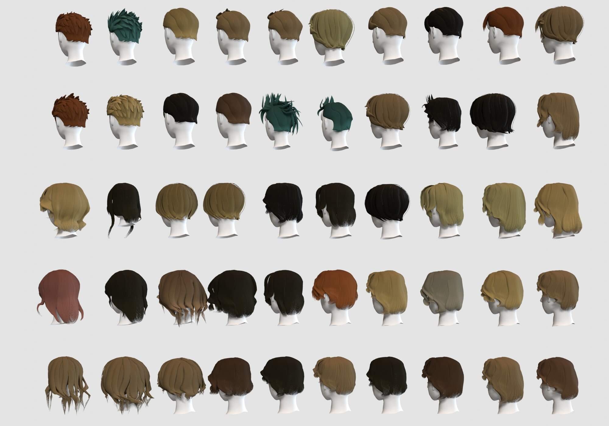 90 Female and Male Hairstyles Collection - 3D Model by nickianimations