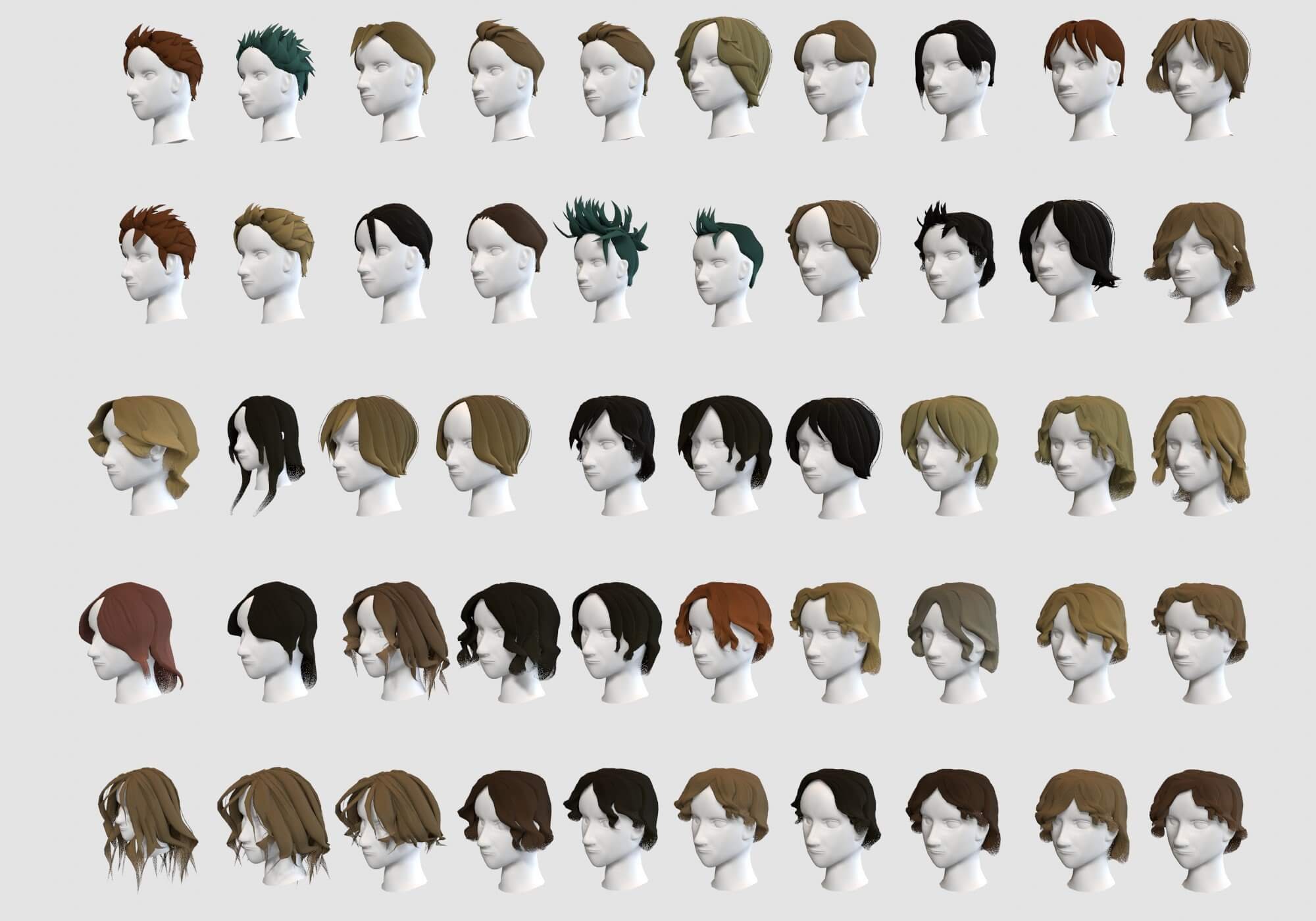 90 Female and Male Hairstyles Collection - 3D Model by nickianimations