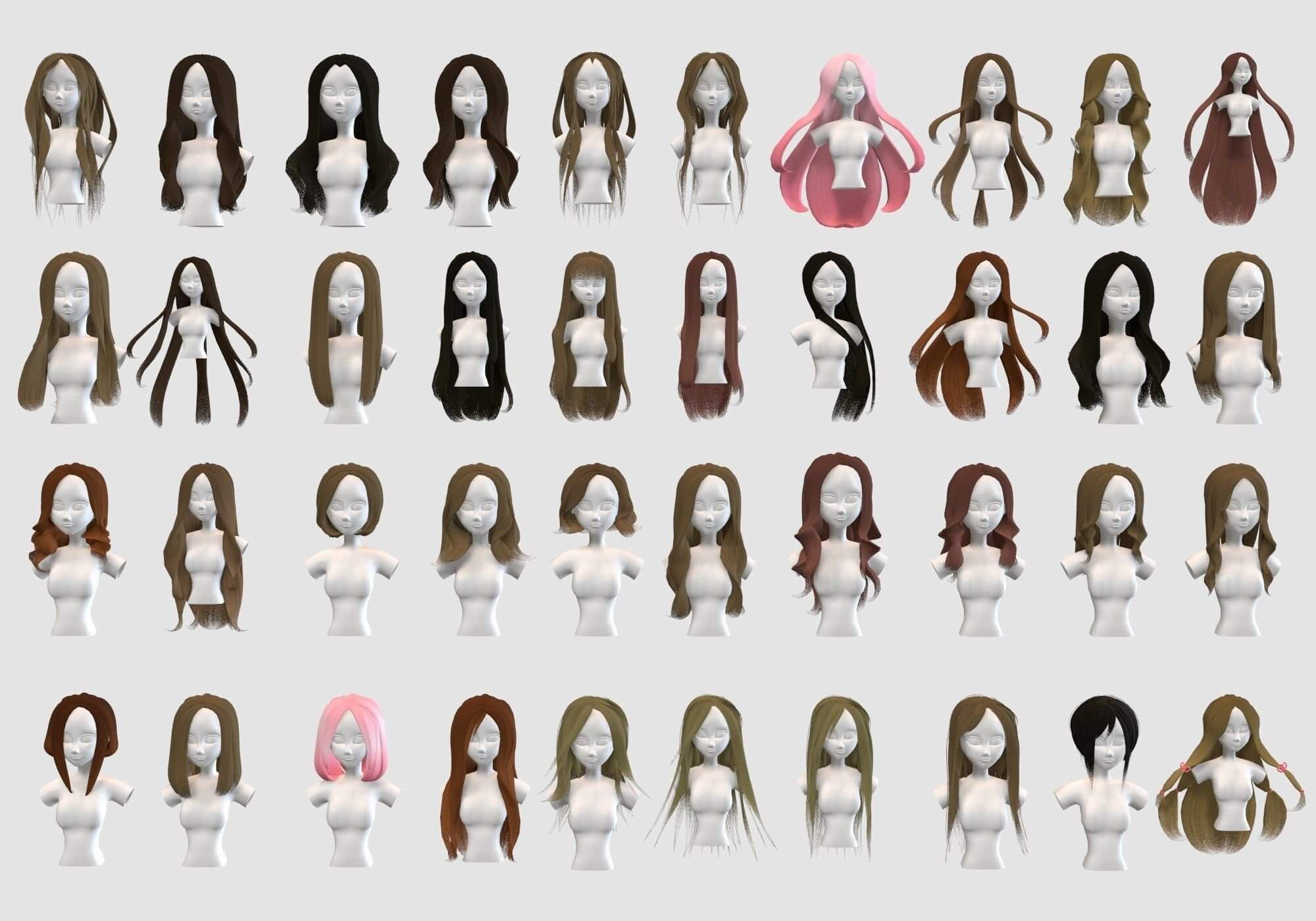 90 Female and Male Hairstyles Collection - 3D Model by nickianimations