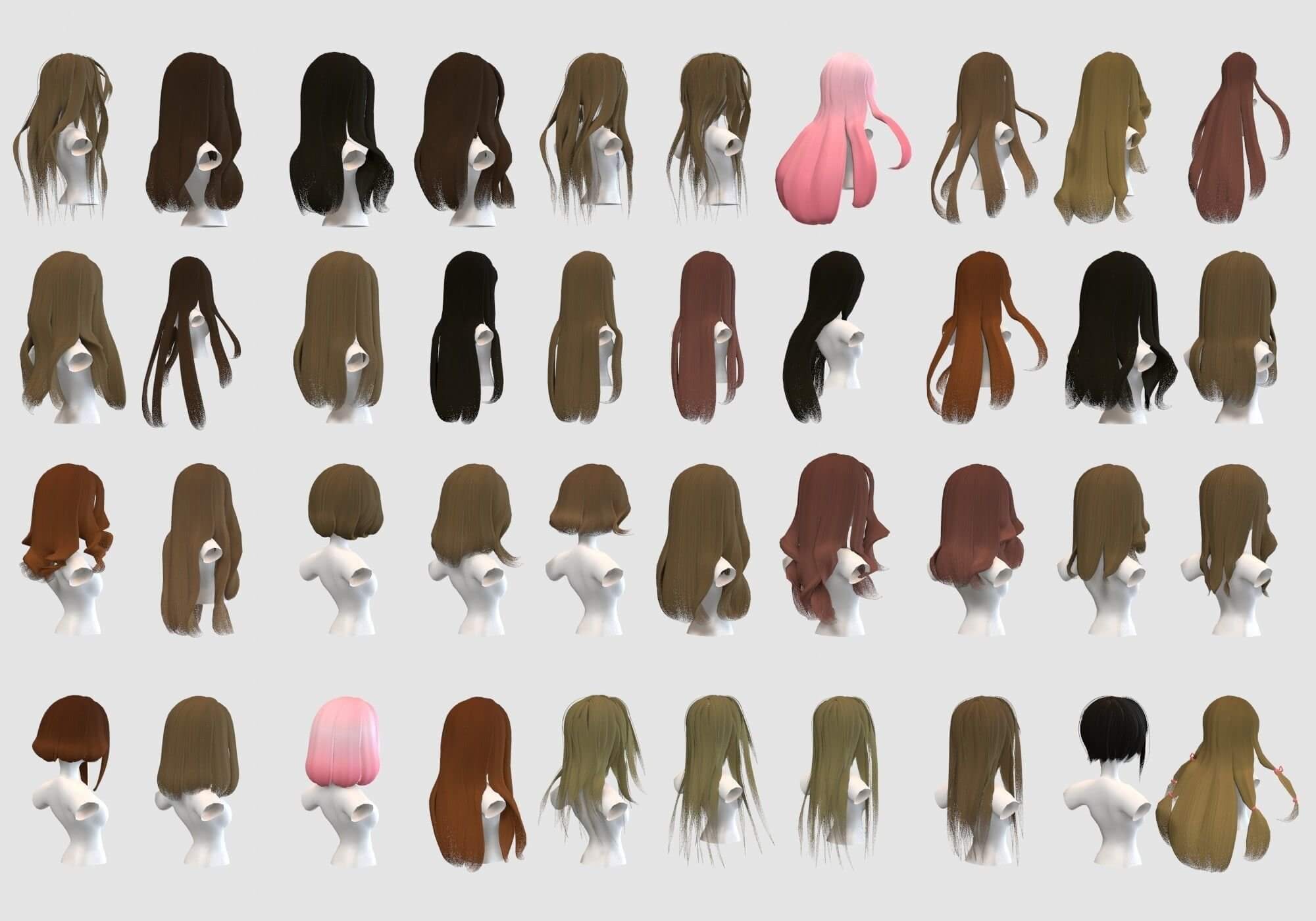 90 Female and Male Hairstyles Collection - 3D Model by nickianimations