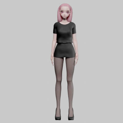 Anime Basic Girl V24881 - 3D Model by nickianimations