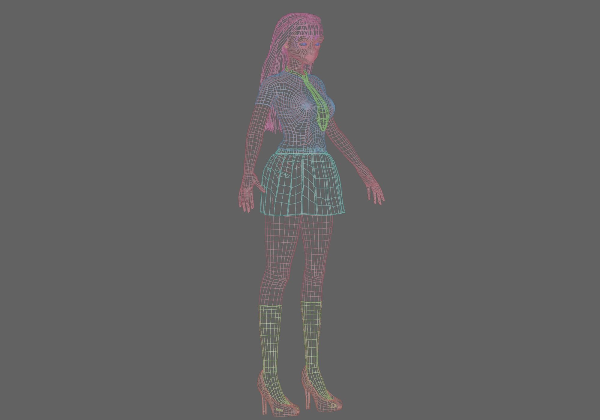 Anime Basic Girl V29007 - 3D Model by nickianimations