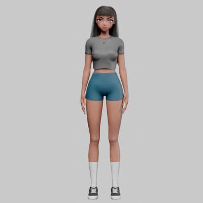 Anime Basic Girl V30379 - 3D Model by nickianimations