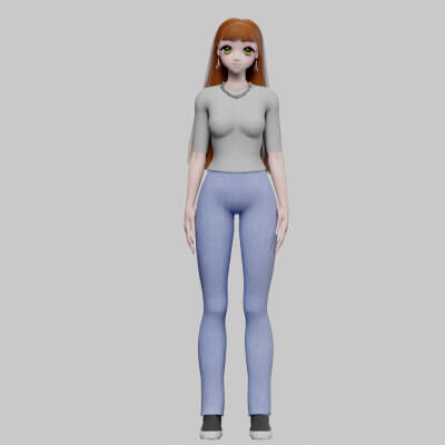Anime Basic Girl V33855 - 3D Model by nickianimations