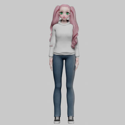 Anime Basic Girl V37354 - 3D Model by nickianimations