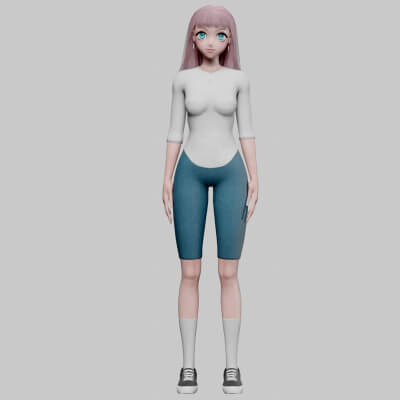 Anime Cartoon Girl V23829 - 3D Model by nickianimations