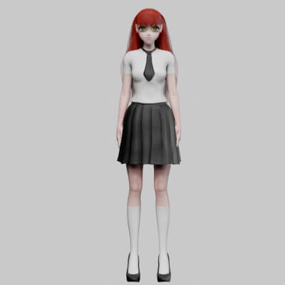 Anime School Girl V30049 - 3D Model by nickianimations