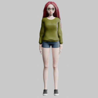 Anime Stylized Girl V37335 - 3D Model by nickianimations