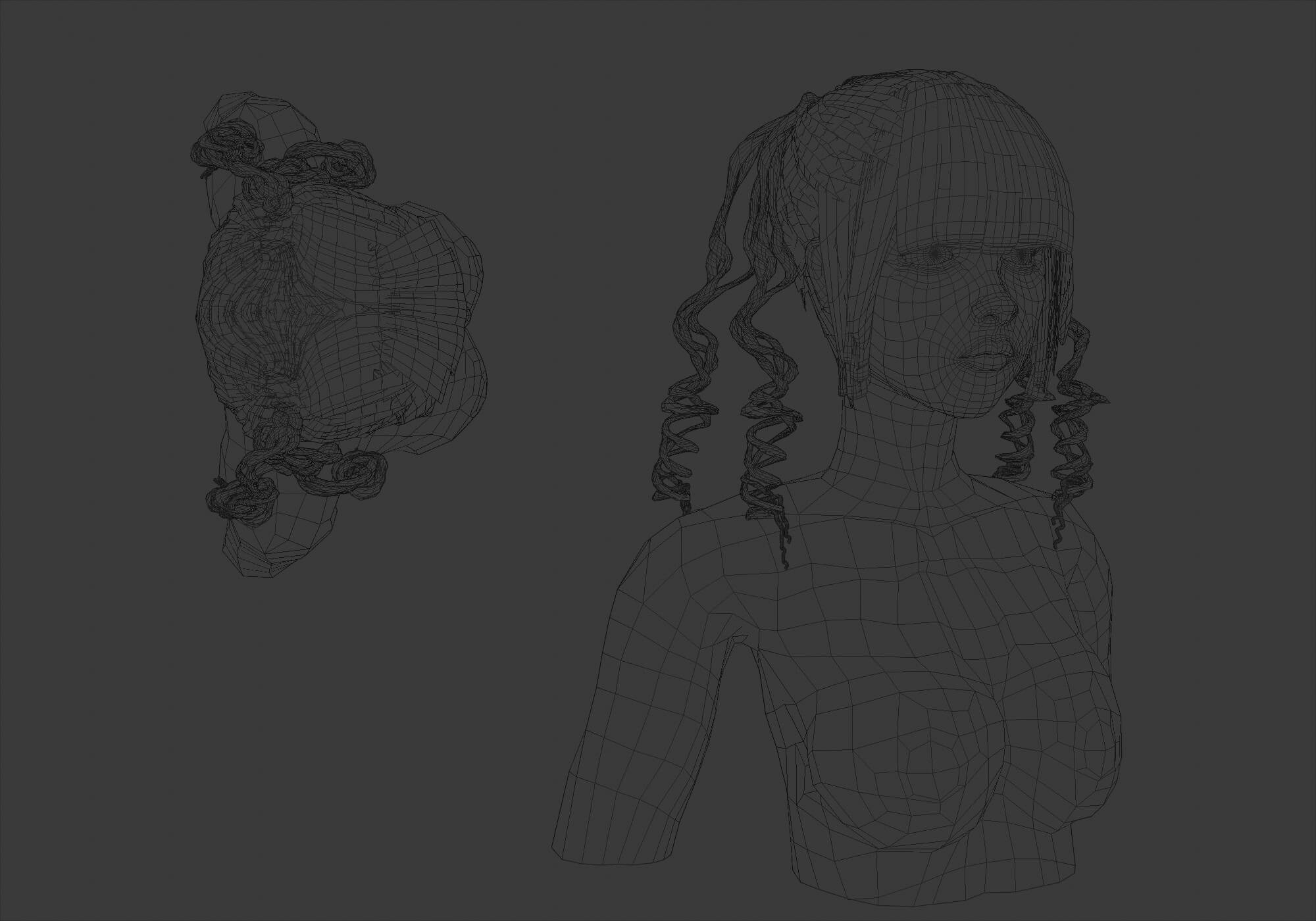 Bangs Curly Hairstyle v33898 - 3D Model by nickianimations