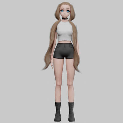 Basic Anime Girl V27846 - 3D Model by nickianimations