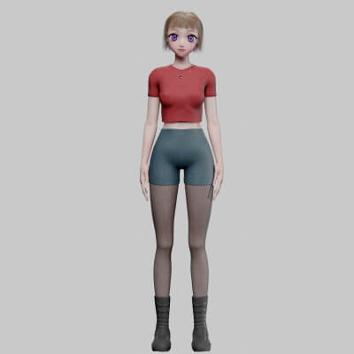 Basic Anime Girl V32633 - 3D Model by nickianimations