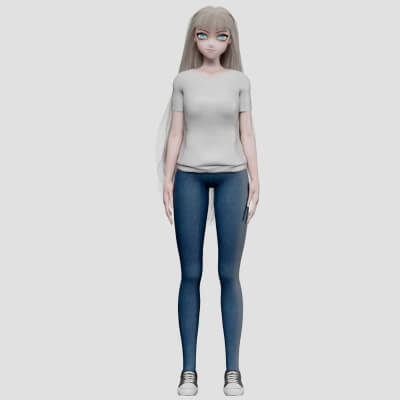 Basic Anime Girl V33020 - 3D Model by nickianimations