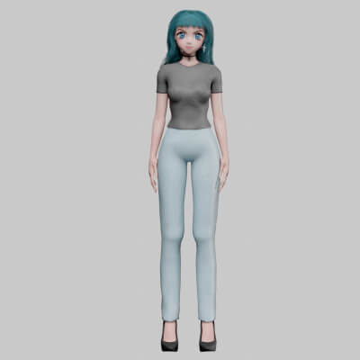 Basic Anime Girl V33514 - 3D Model by nickianimations
