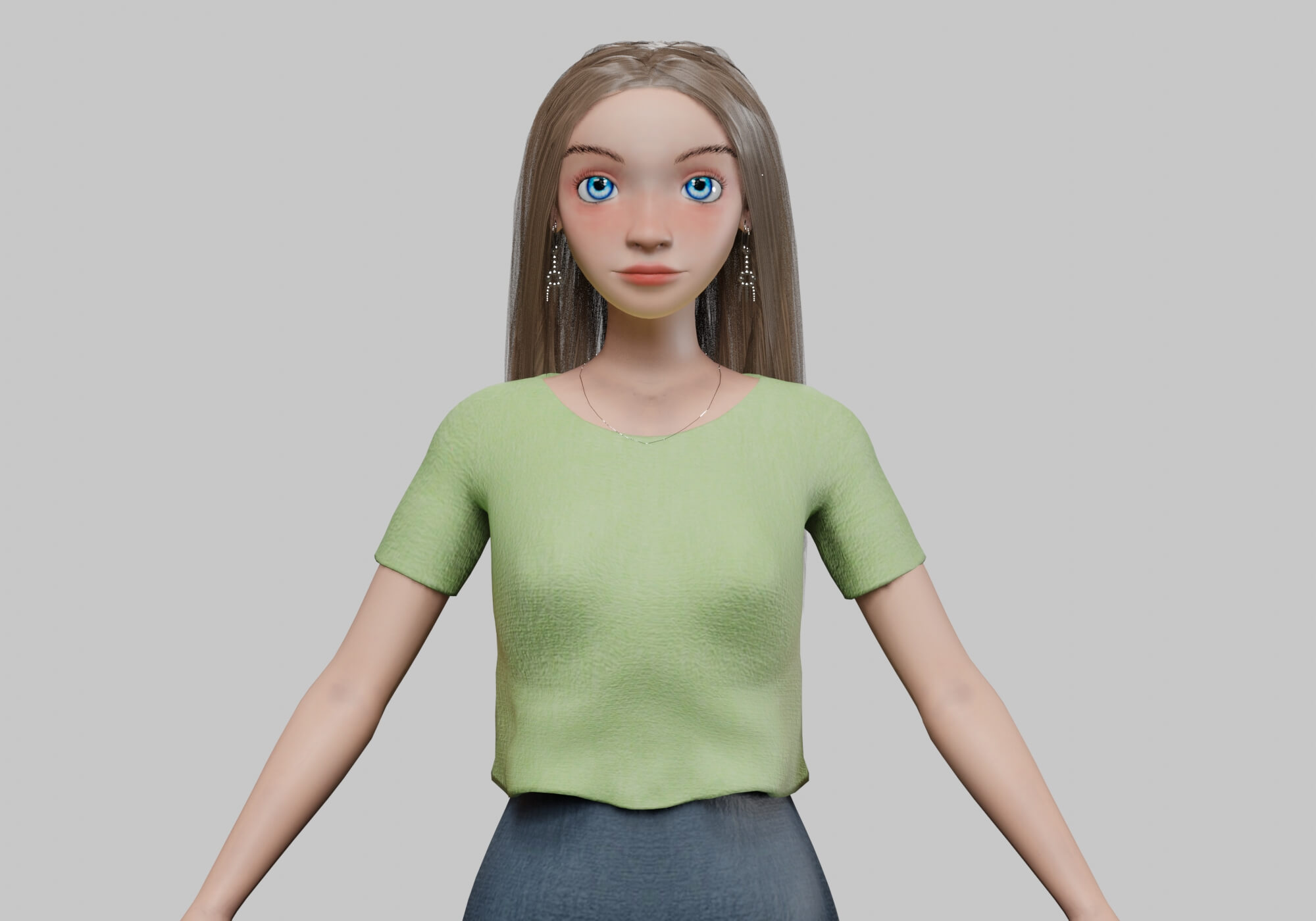 Basic Cartoon Girl V32143 - 3D Model by nickianimations