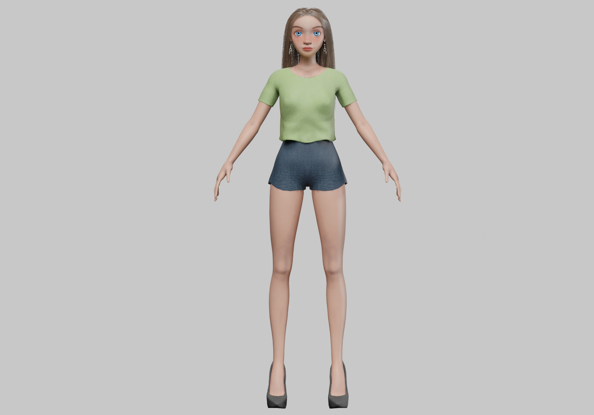 Basic Cartoon Girl V32143 - 3D Model by nickianimations