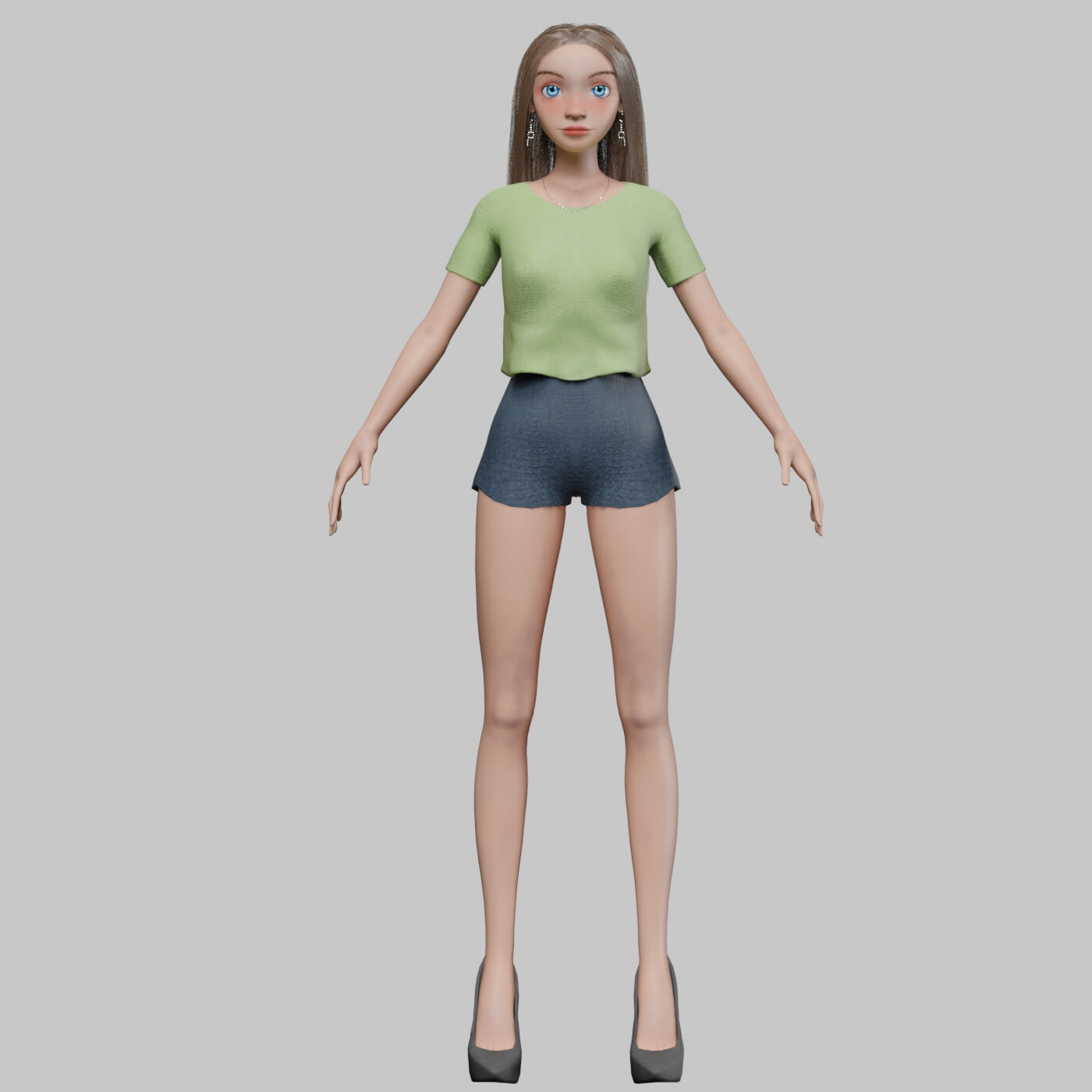 Basic Cartoon Girl V32143 - 3D Model by nickianimations