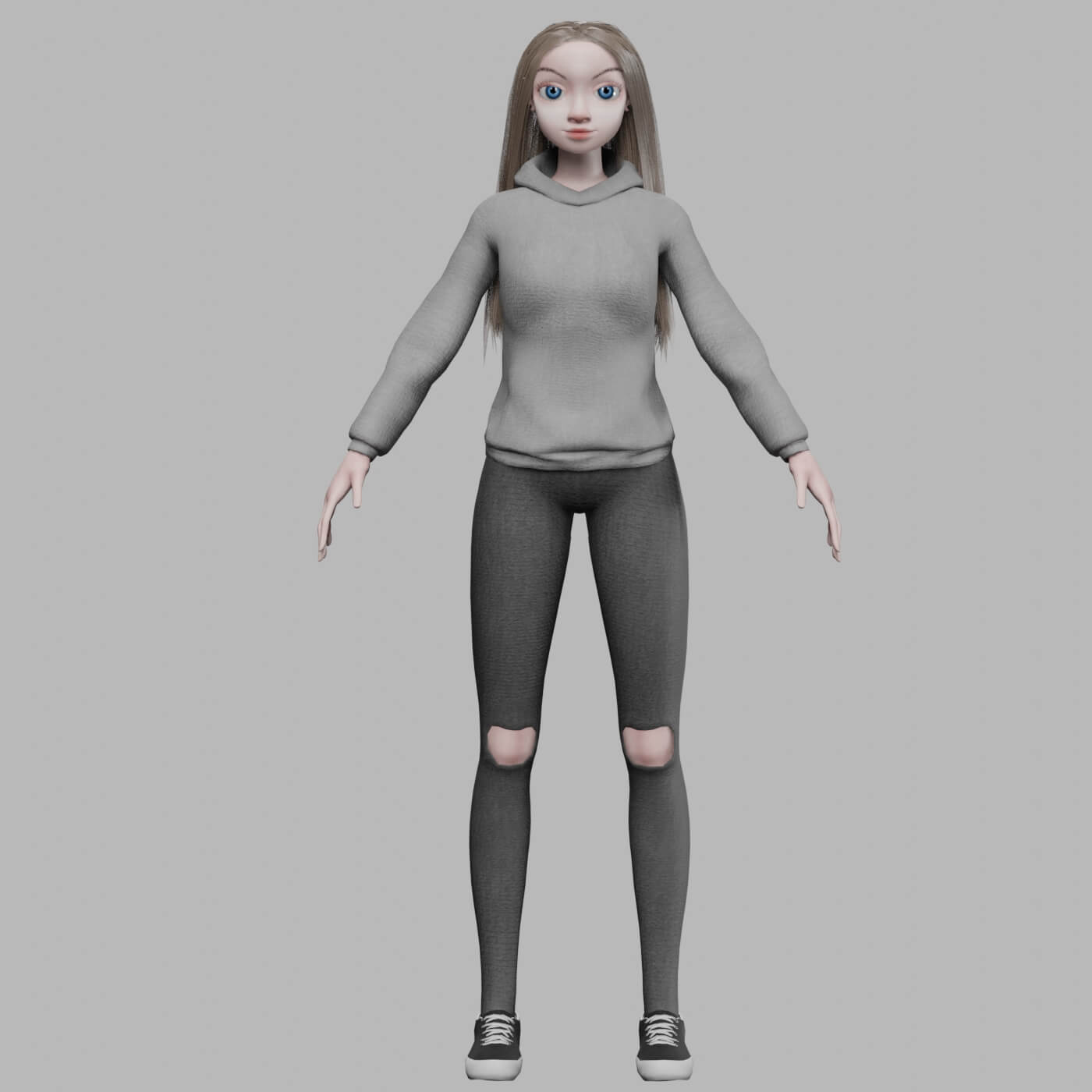 Basic Cartoon Girl V33628 - 3D Model by nickianimations