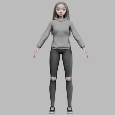 Basic Cartoon Girl V33628 - 3D Model by nickianimations